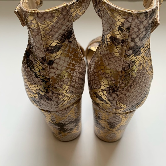 Soda | Shoes | Soda Gold Python Print Strappy High Heel Sandal | Poshmark